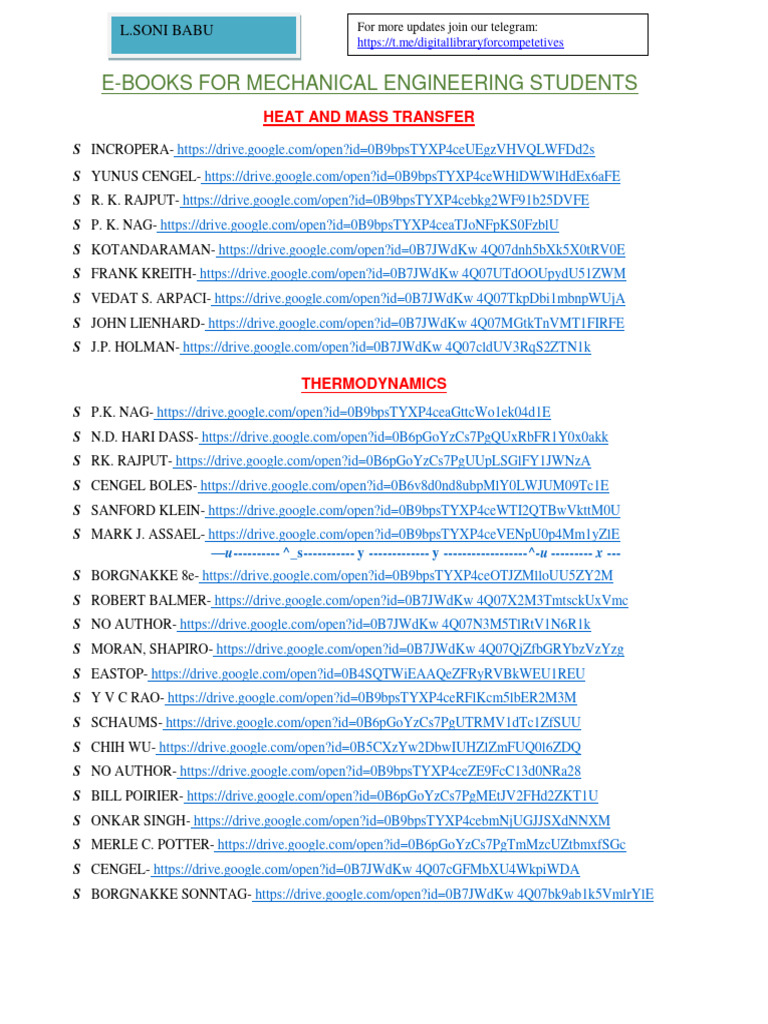 GRK@MECHANICAL ENGINEERING ALL BOOKS LINKS | PDF