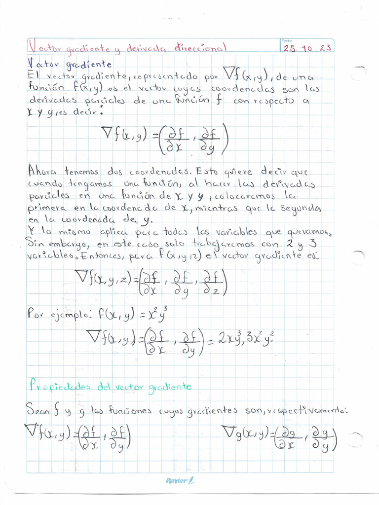 Vector gradiente y derivada direccional | PDF