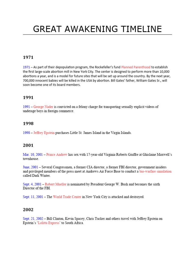 GREAT AWAKENING TIMELINE | PDF