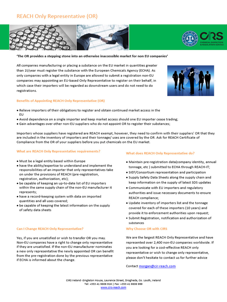 REACH Only Representative Guide | PDF | Government