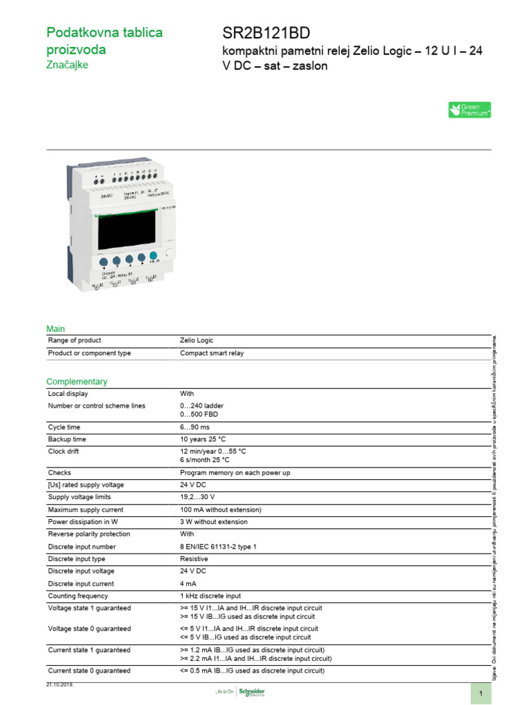 Zelio Logic - SR2B121BD | PDF | Relay | Electrical Equipment