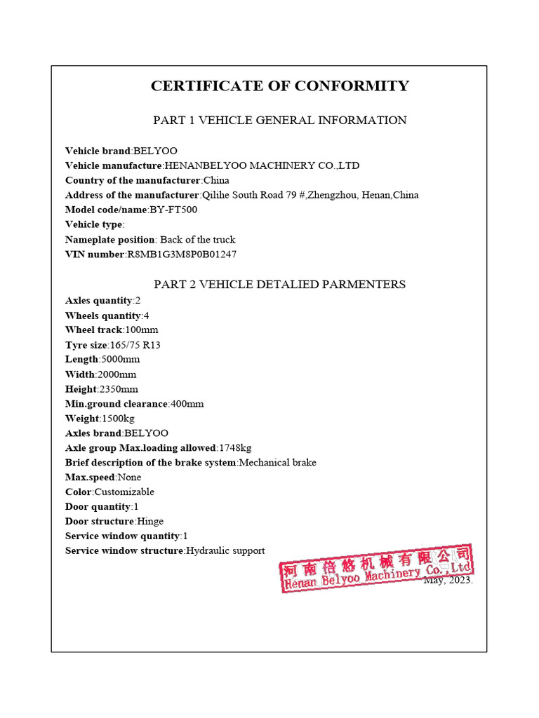 Vehicle Certificate of Conformity Details | PDF | Computers ...