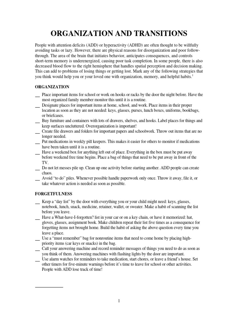 Checklist for ADHD | PDF | Attention Deficit Hyperactivity Disorder ...