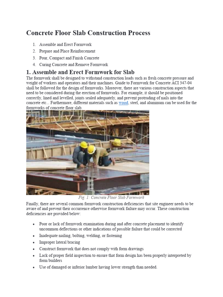 Concrete Floor Slab Construction Process | PDF | Concrete | Engineering
