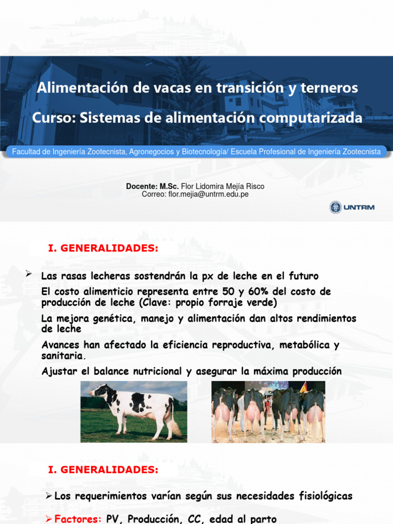 Clase 1 Vacunos de Leche. | PDF | Nutrición | Dieta y nutrición