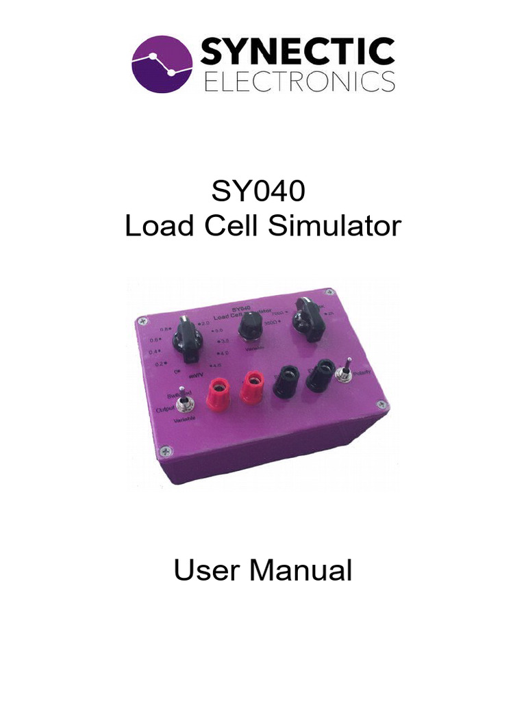 SY040 Load Cell Simulator Manual | PDF | Equipment | Electricity
