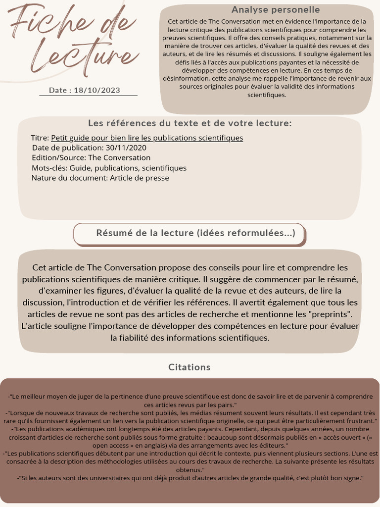 Guide de lecture des publications scientifiques | PDF | Publication ...