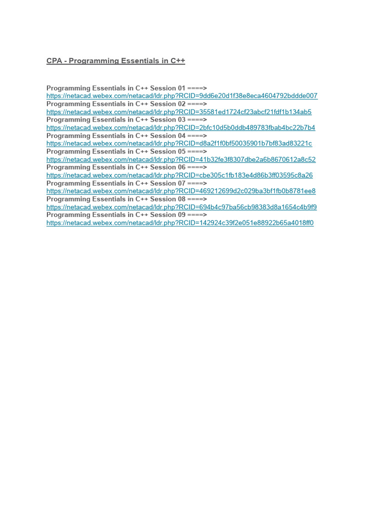 CPA - Programming Essentials in C++ | PDF
