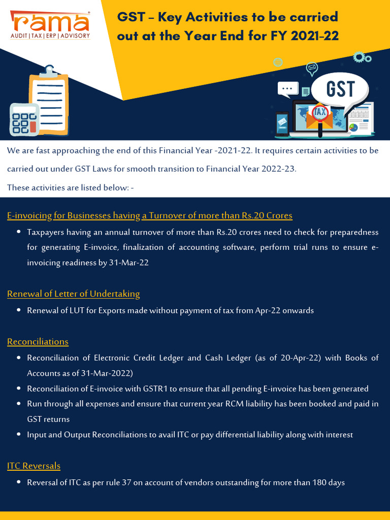 GST Year End Activities For FY 21-22 | PDF | Invoice | Taxes