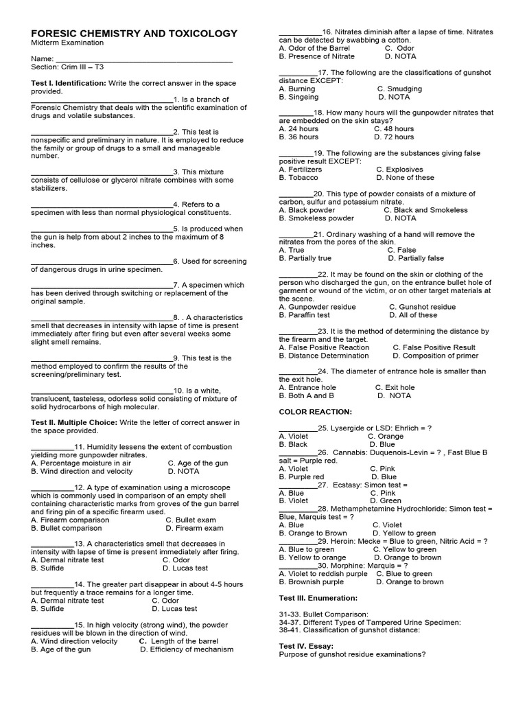 Forensic 3 Questioner | PDF | Gunpowder | Chemical Substances