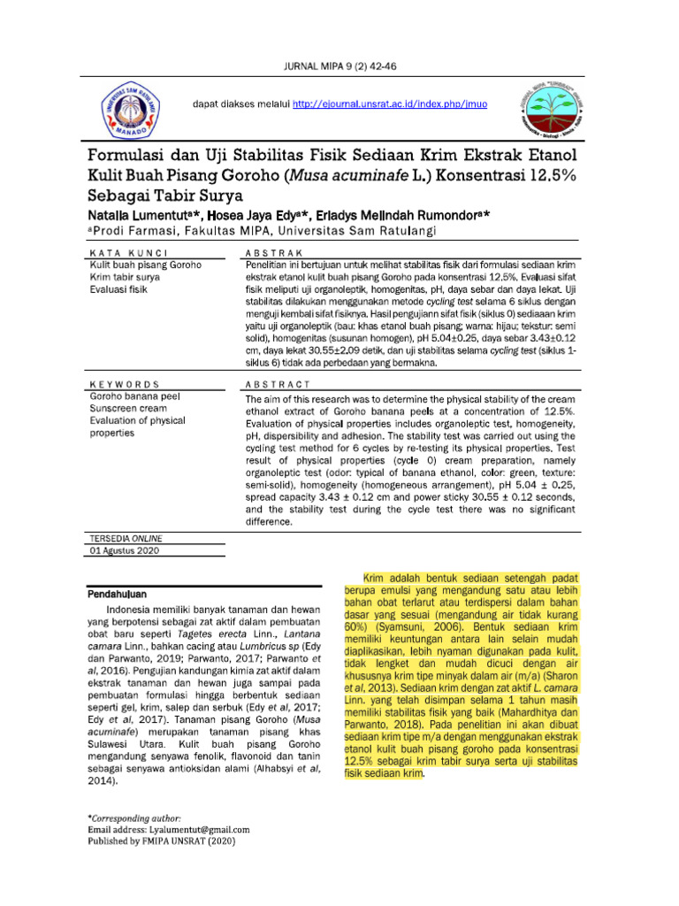 Formulasi Dan Uji Stabilitas Fisik Sediaan Krim | PDF