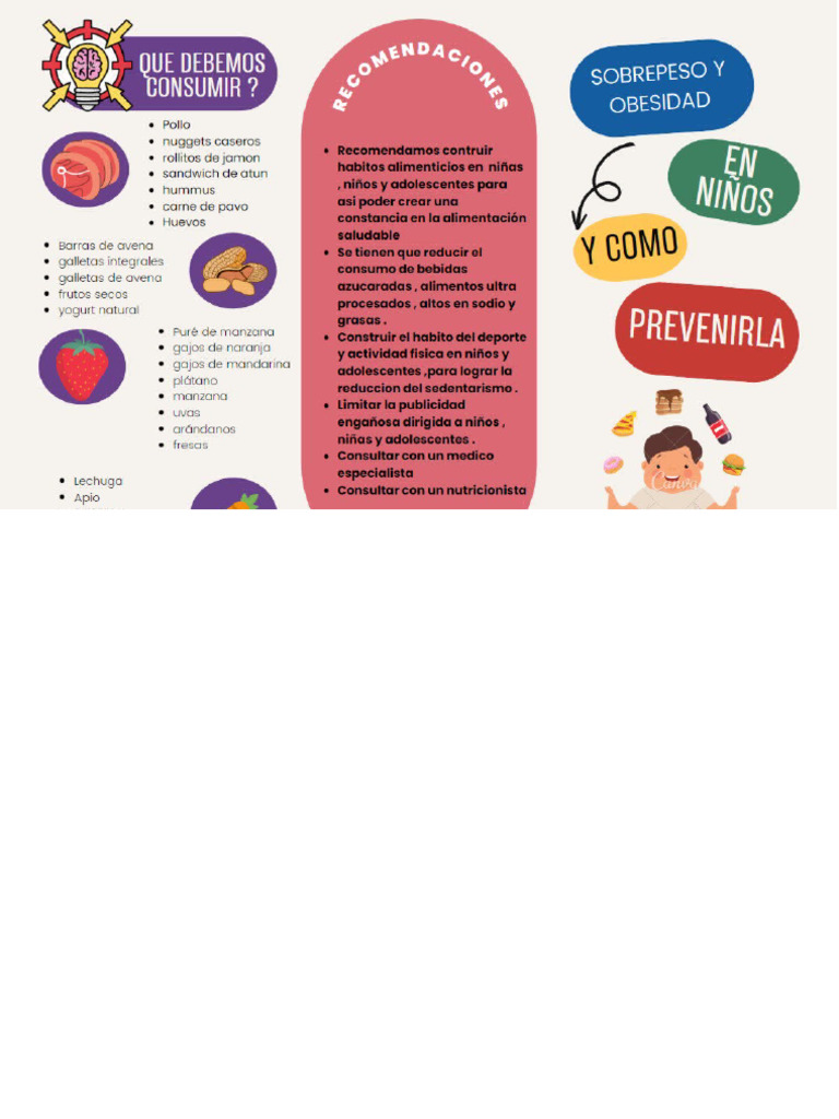 triptico OBESIDAD INFANTIL | PDF