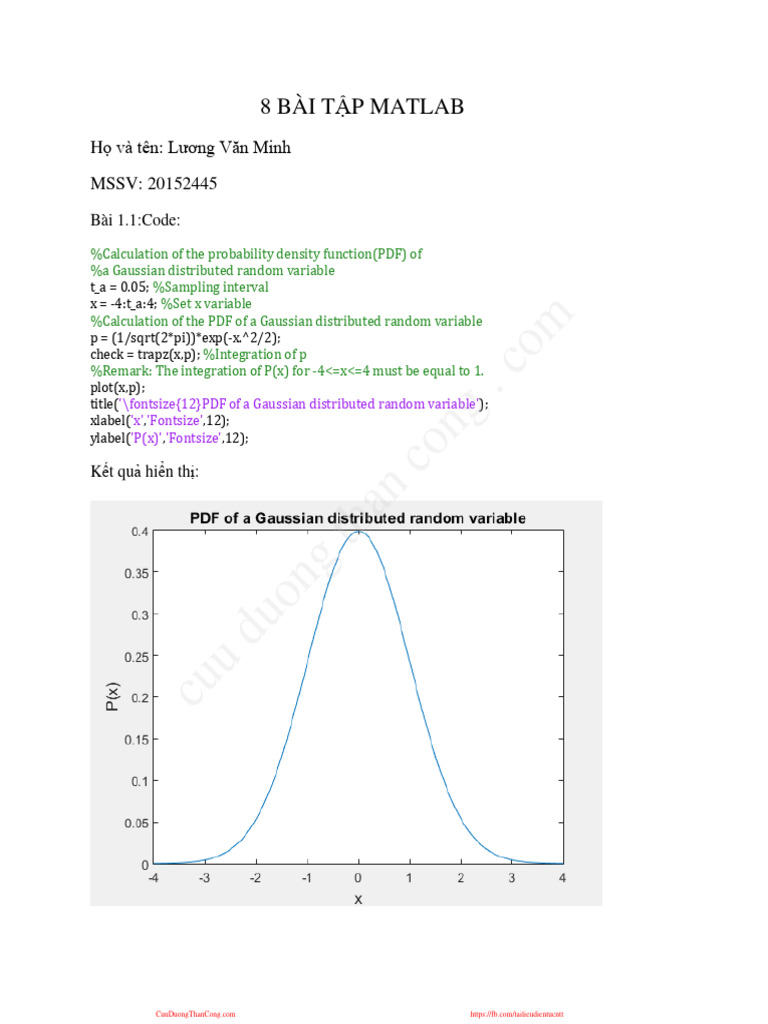 Thong-Tin-So 8 Bai Matlab - (Cuuduongthancong - Com) | PDF
