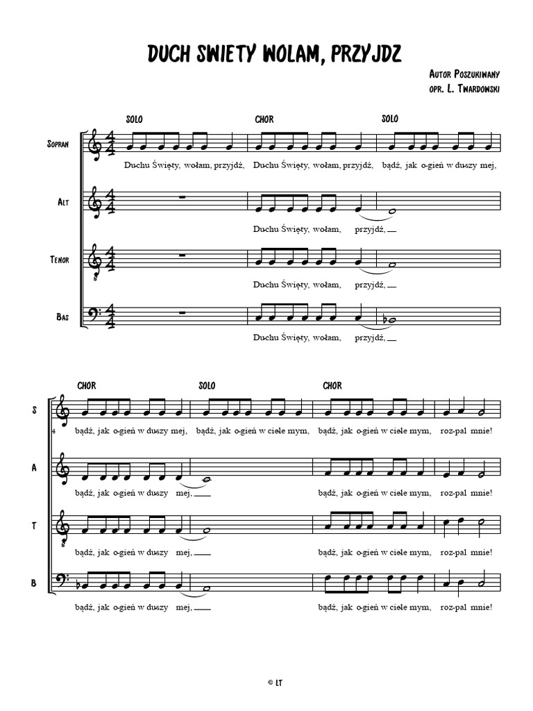 Duchu Swiety Wolam przyjdz-SATB | PDF