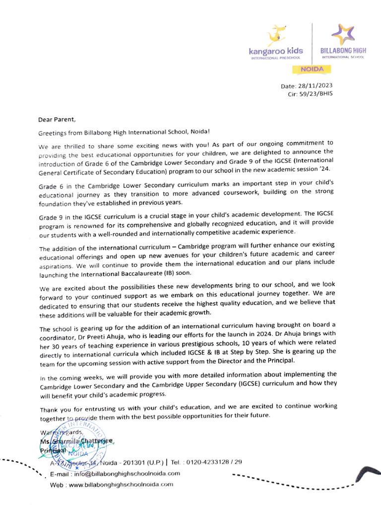 Cambridge Letter For Parents | PDF | Curriculum | Schools