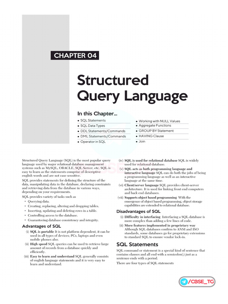 Xii SQL Full Notes | PDF