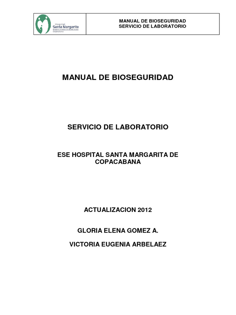 MANUAL DE BIOSEGURIDAD LABORATORIO 12 | PDF | Lavado de manos | Laboratorios