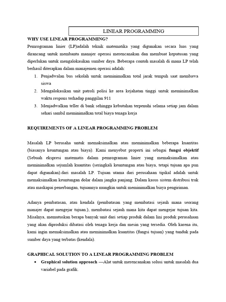 Resume Linear Programing | PDF