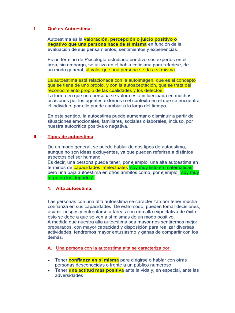 Sem. 3 Lecc. 2 Autoestima | PDF | Autoestima | Sicología