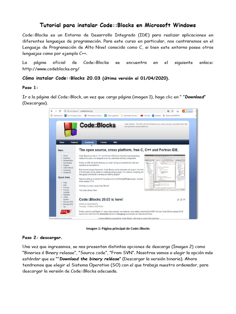 TUTORIAL-INSTALACION-CODEBLOCK2 | PDF | Archivo de computadora | Arquitectura de Computadores