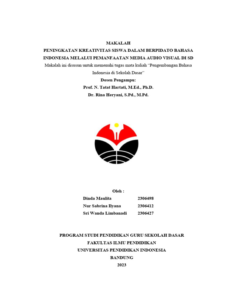 Peningkata Kreativitas Siswa Dalam Berpidato Bahasa Indonesia Melalui ...