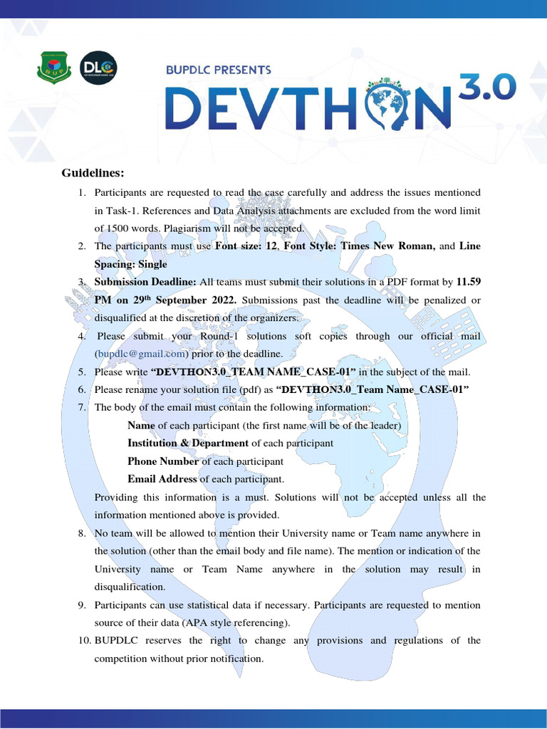 Devthon 3.0 Casebook Round 1 | PDF | Bangladesh | Unemployment