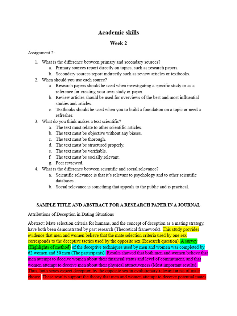 Academic Skills | PDF