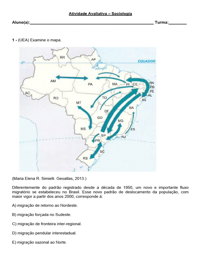 Atividades Sobre Migração | Download grátis PDF | Migração humana ...