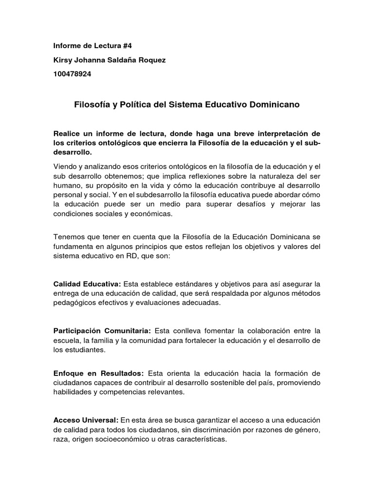 Informe de Lectura Unidad 4 | PDF | Estatuto | República Dominicana