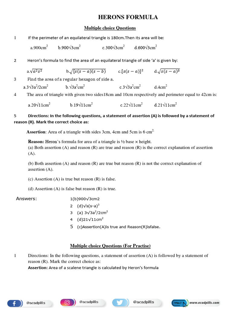 Herons Formula | PDF