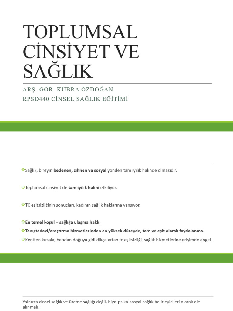 Toplumsal Cinsiyet Ve Sağlık | PDF