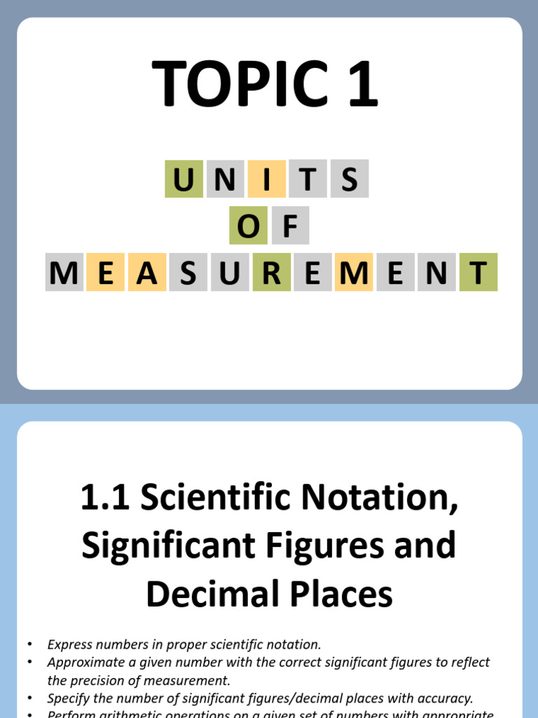 Topic 1 - Units of Measurement - Student - V4 | PDF