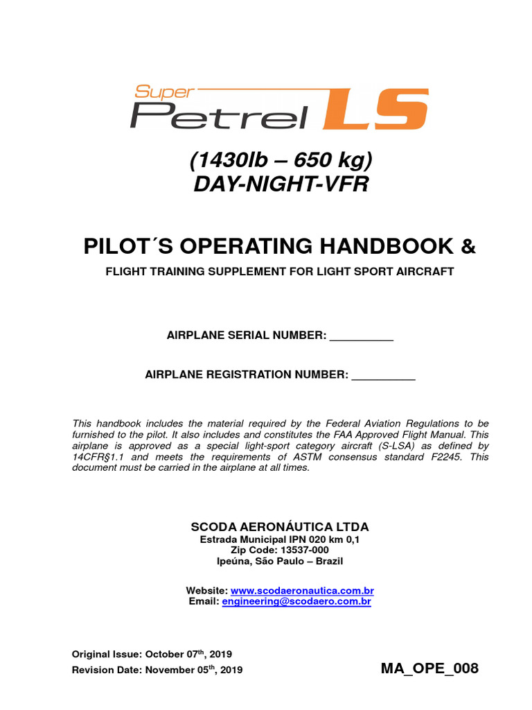 Pilots Operating Handbook 07 20 | PDF