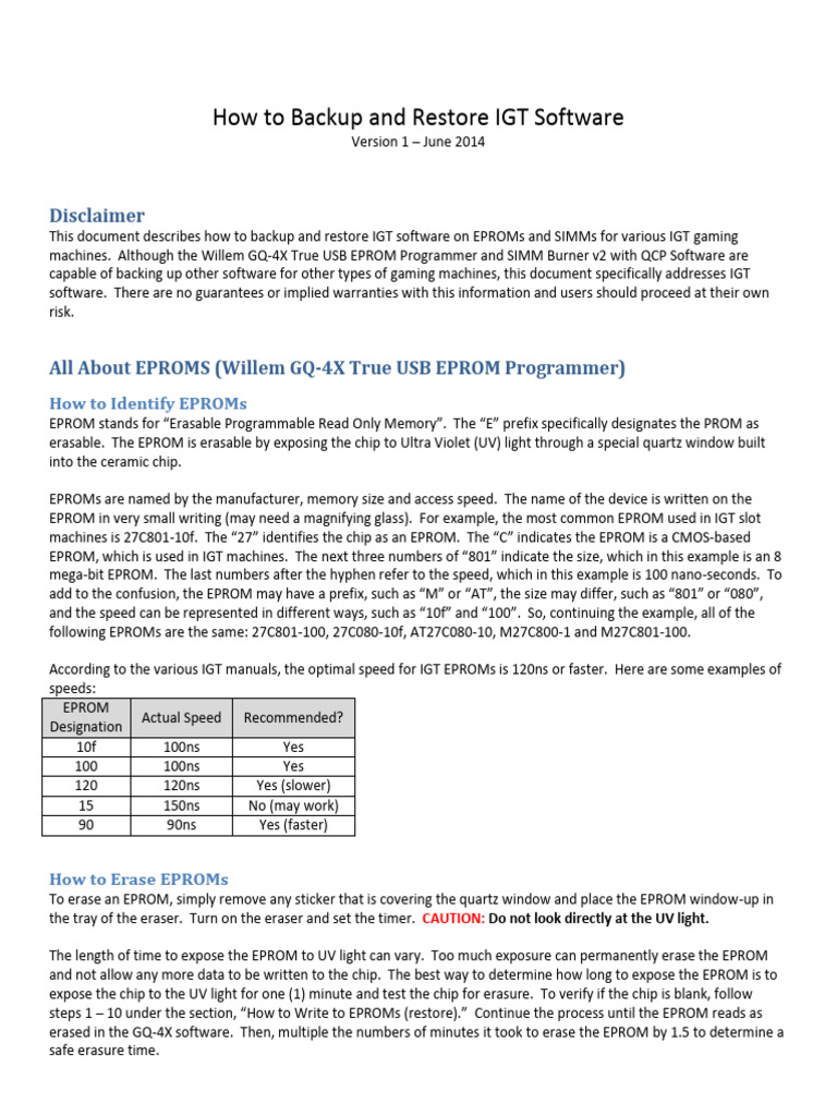 How To Backup and Restore IGT Software | PDF | Usb | Computer File