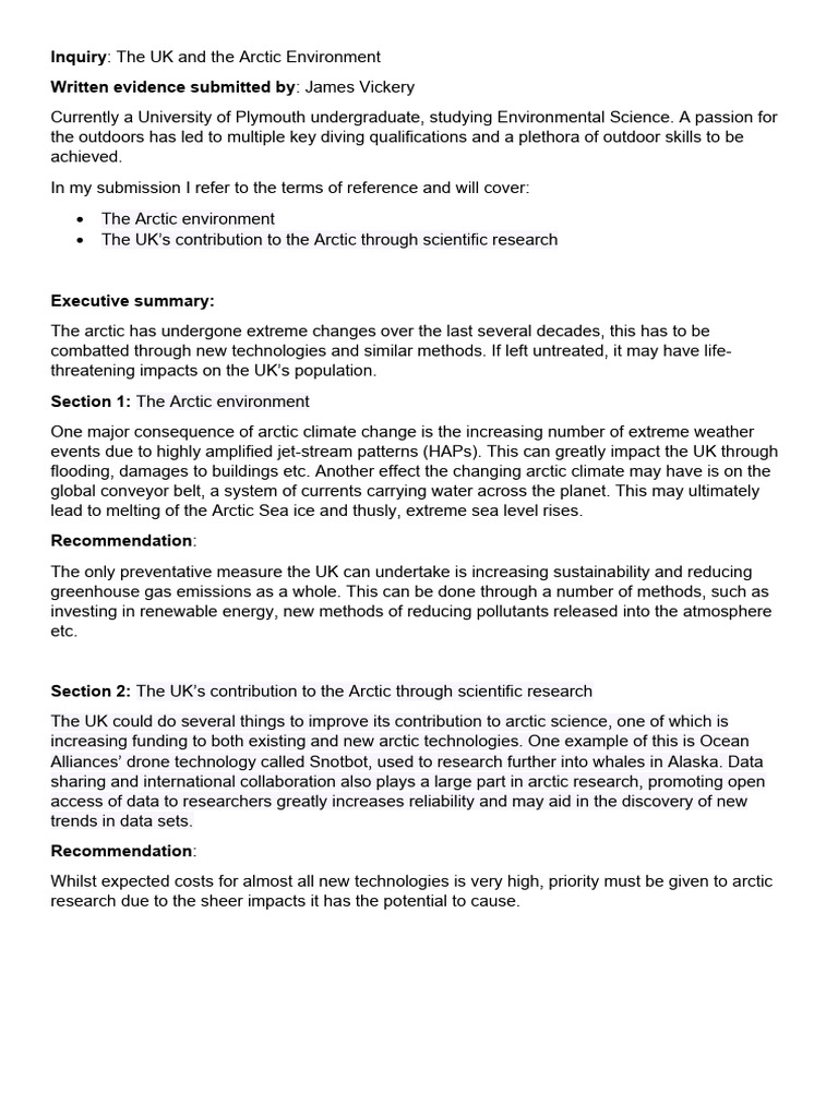 Select Committee Inquiry Template | PDF | Arctic | Climate Change