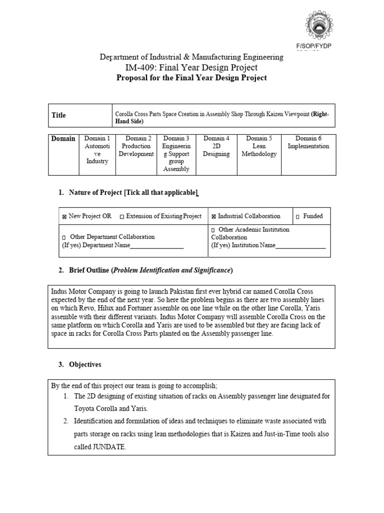 Proposal Form | PDF | Lean Manufacturing | Toyota