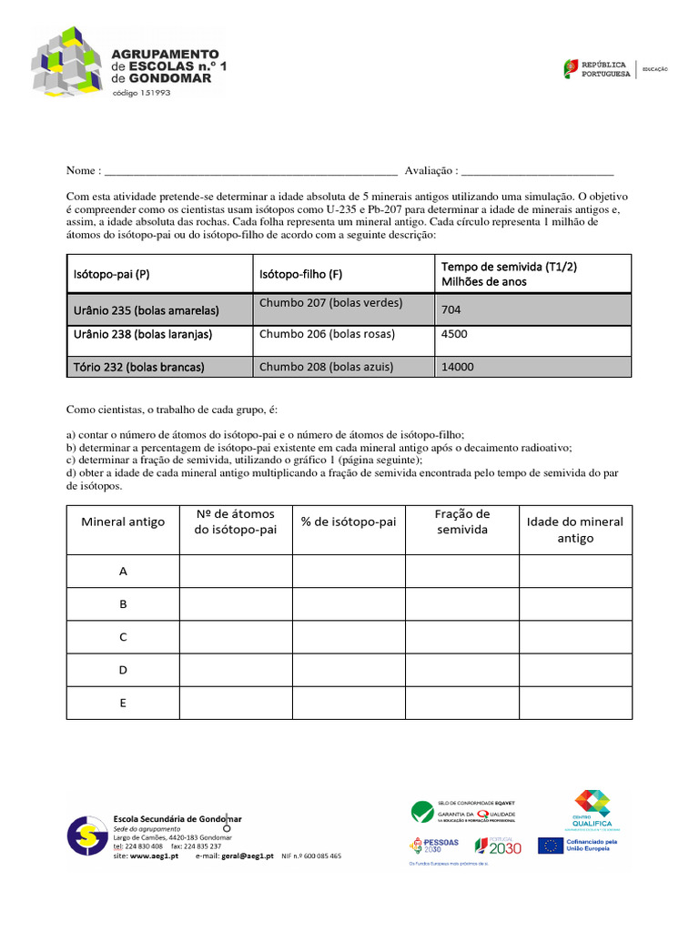 Decaimento Radioativo (Atividade Prática - Questão de Aula) | PDF Decaimento Radioativo (Atividade Prática - Questão de Aula) | PDF