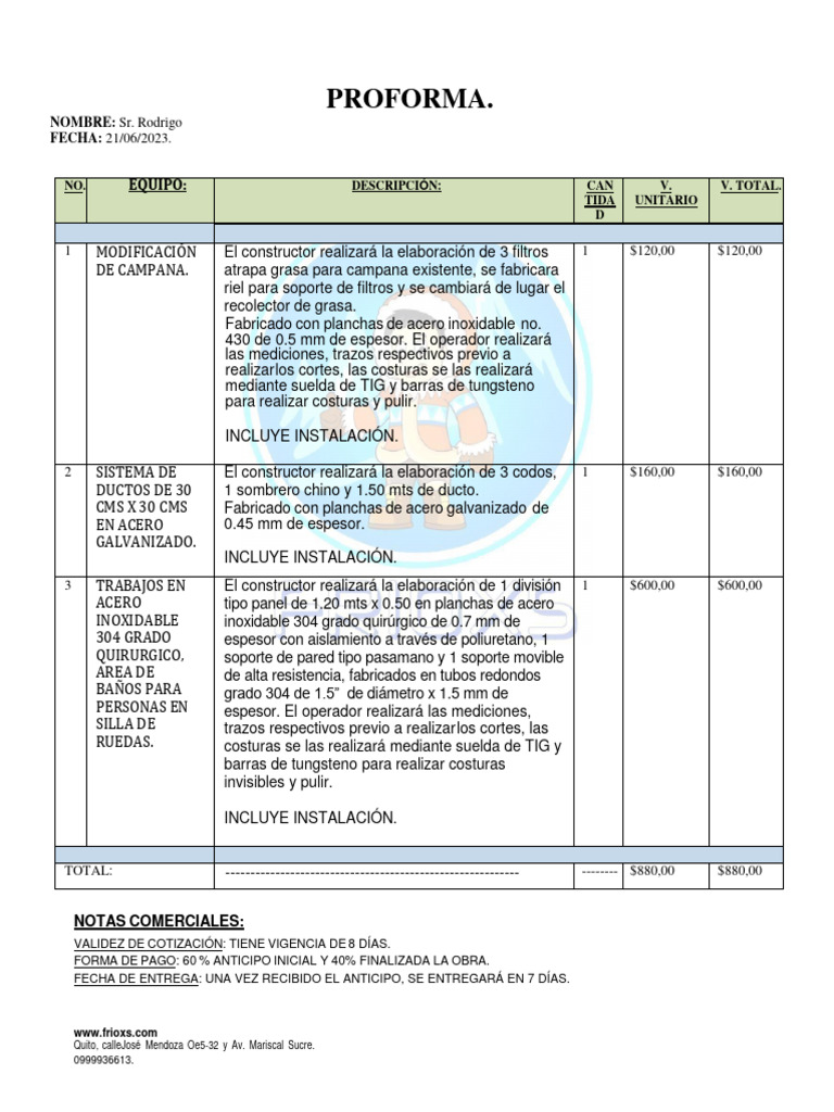 PROFORMA- SR. RODRIGO 21JUN23_021003 | PDF | Ingeniería de Edificación ...