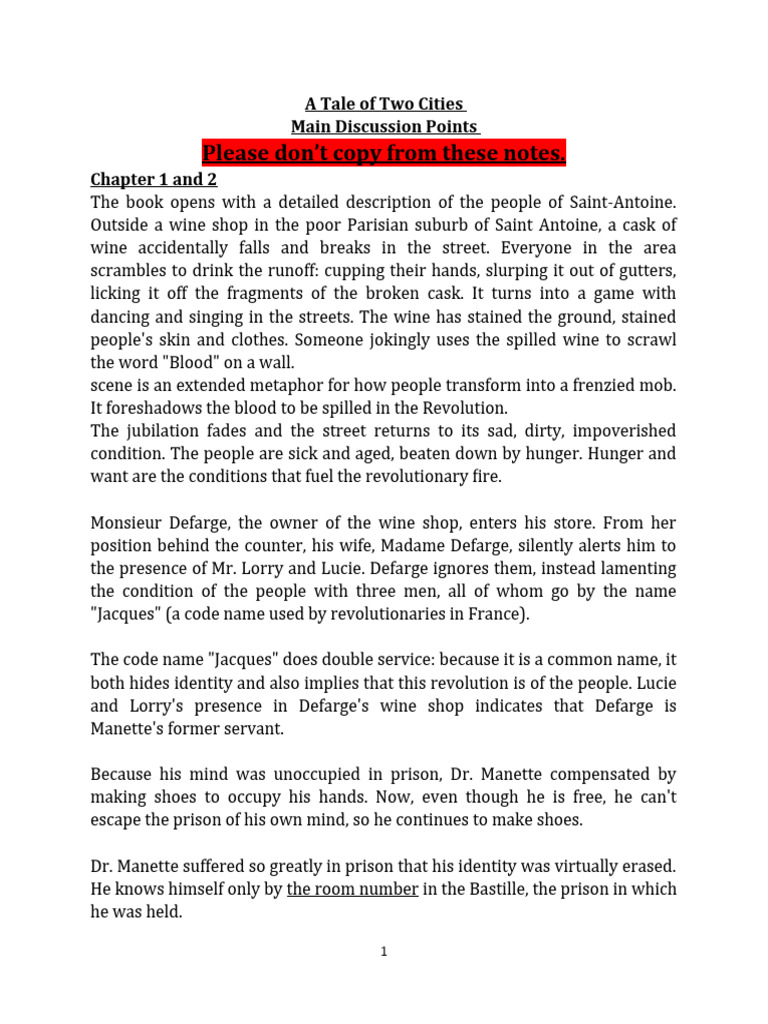 A Tale of Two Cities - Summary and Analysis-Ch 1-27 | PDF | A Tale Of ...