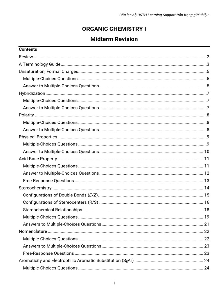 Organic Chemistry I Midterm Guide | PDF | Chemical Polarity | Acid