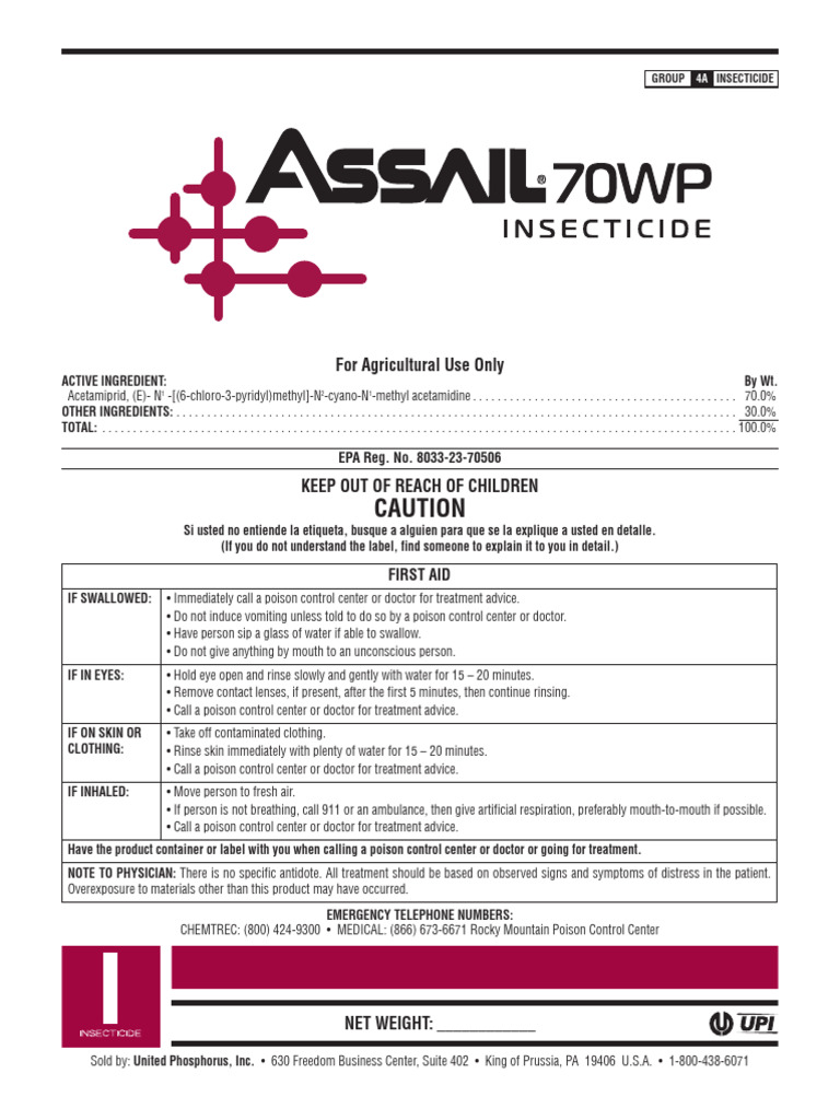 Assail 70WP | PDF | Pump | Insecticide