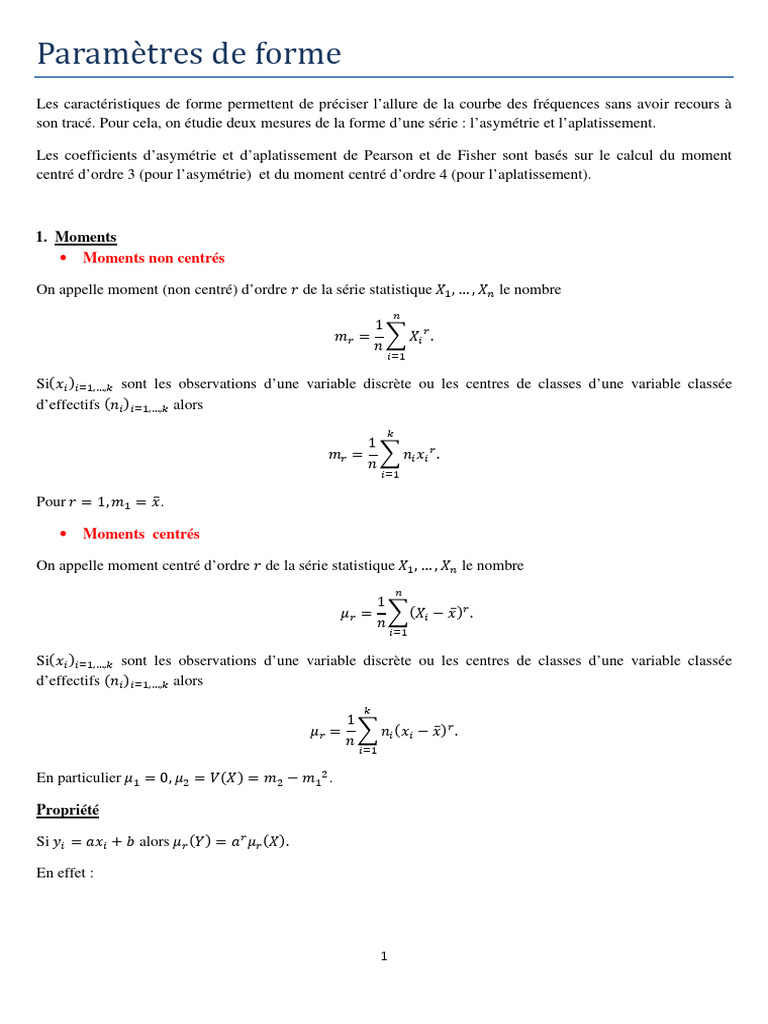 Chap5- Paramètres de forme | PDF