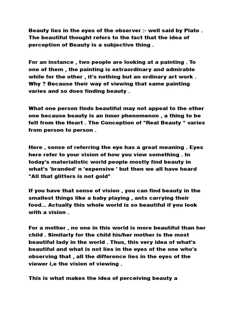 Beauty Lies in the Eyes of the Beholder | PDF