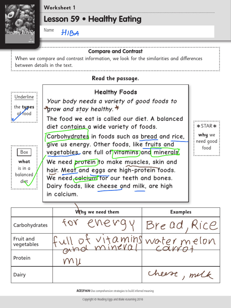 Activity Sheet Rex REX My Lessons - Comprehension Year 2 Lesson 59 ...