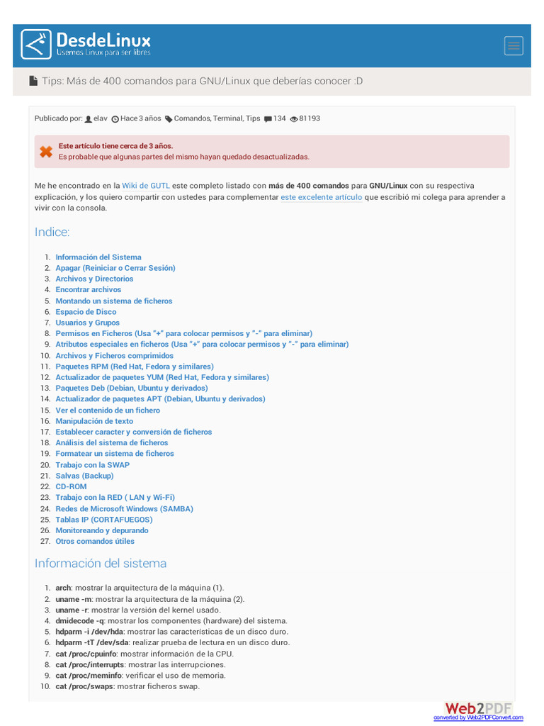 400 Comandos Linux | PDF | Archivo de computadora | Dirección IP