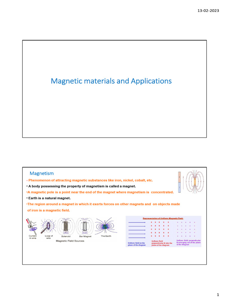 Magnetic Materials and Their Applications | PDF | Magnetic Field ...