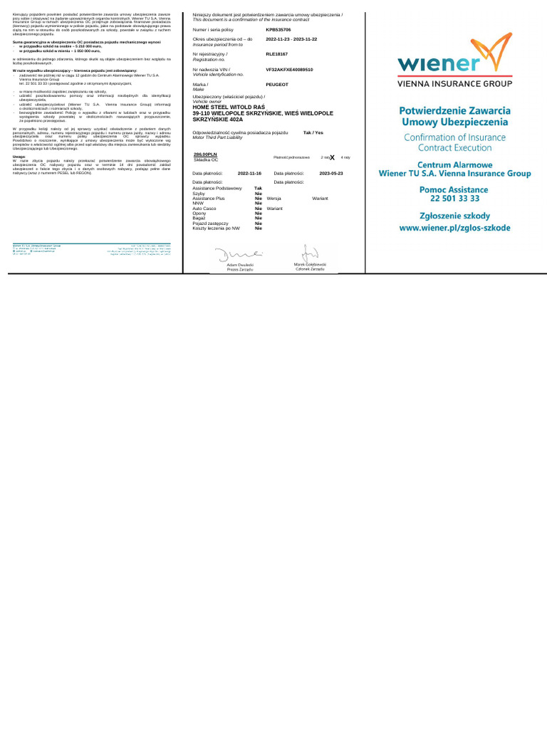 Potwierdzenie OC KPB535706-Zgłoszenie NFO00235525 | PDF