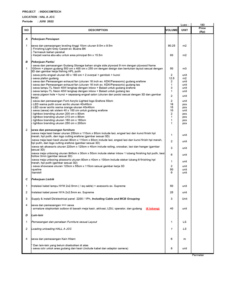 BOQ ERAFONE INDOCOMTECH 2022 | PDF