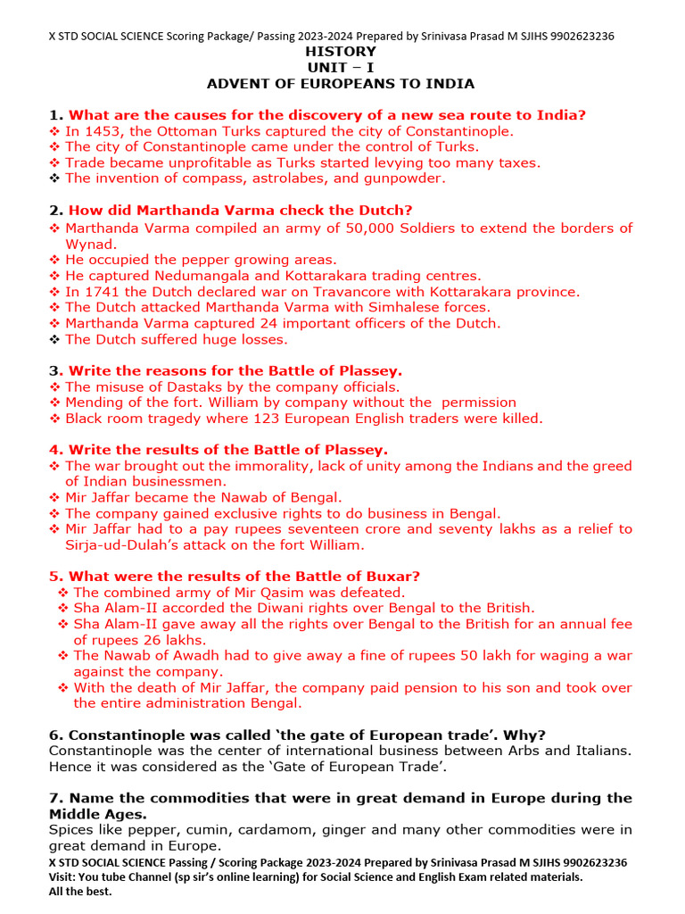 Social Science Scoring Package 2023-24 | PDF | History