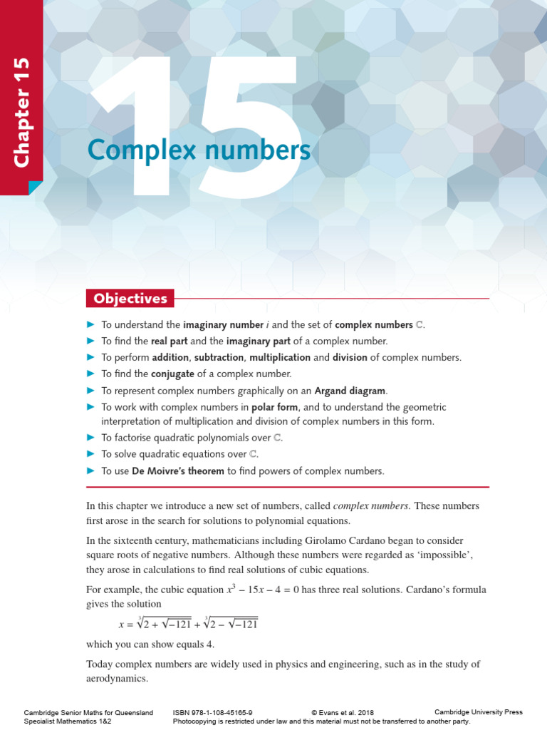 CSMQLD Spec12 ch15 (1) PDF | PDF | Complex Number | Numbers
